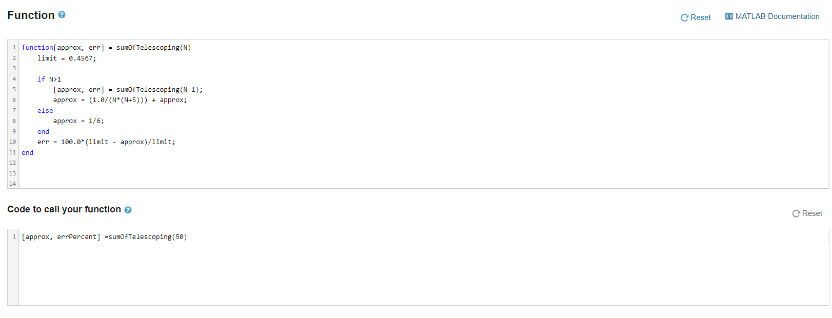 Solved Code to call your function ? 1 [approx, errpercent] | Chegg.com