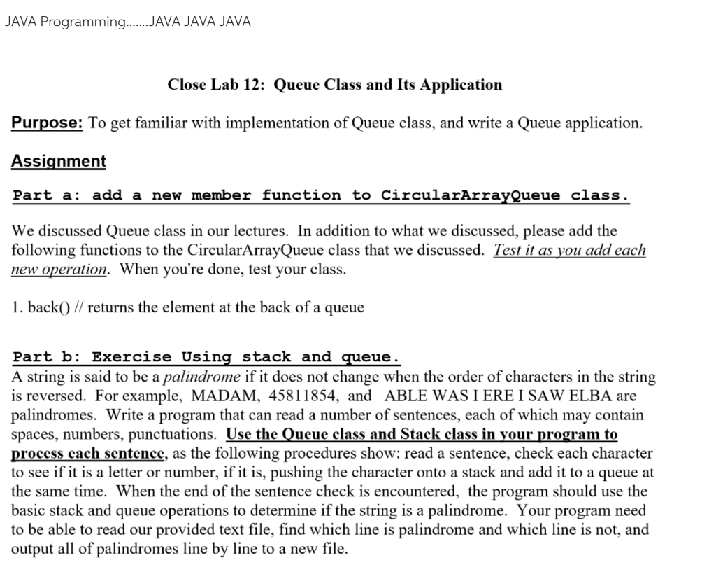 JAVA Programming.......JAVA JAVA JAVA Close Lab 12: | Chegg.com