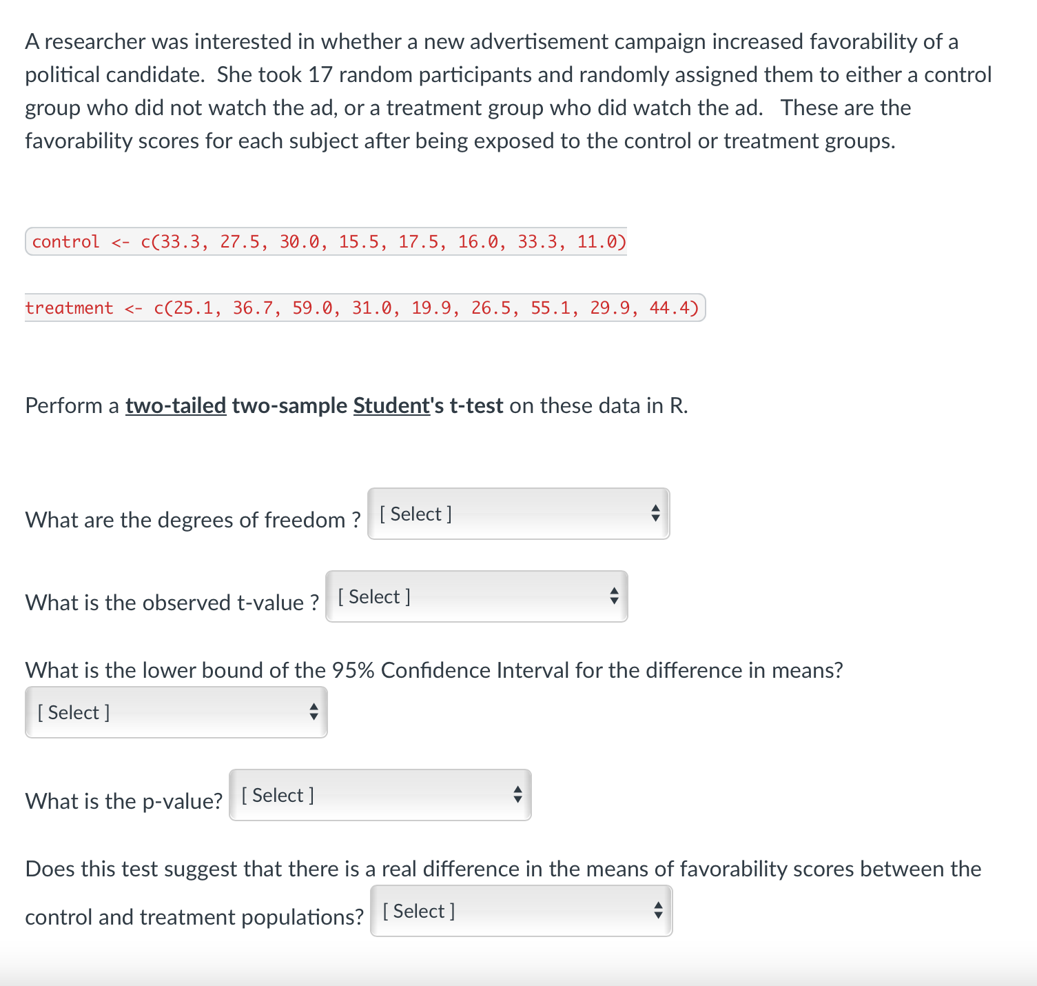 Solved A researcher was interested in whether a new | Chegg.com