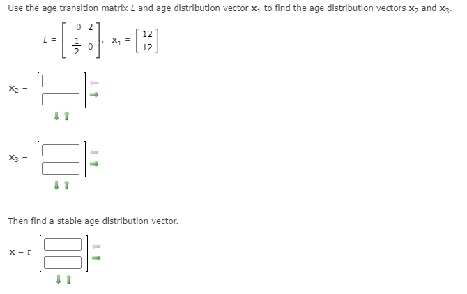Solved Use the age transition matrix L and age distribution | Chegg.com