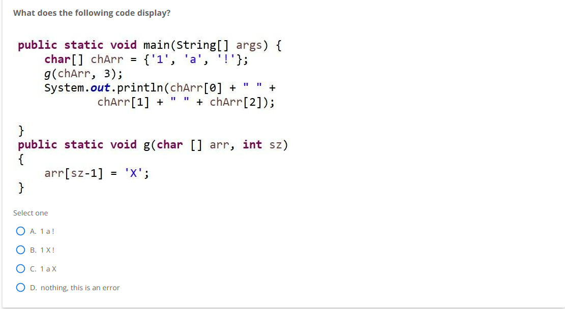 Solved Question 1 What does the following code display? | Chegg.com