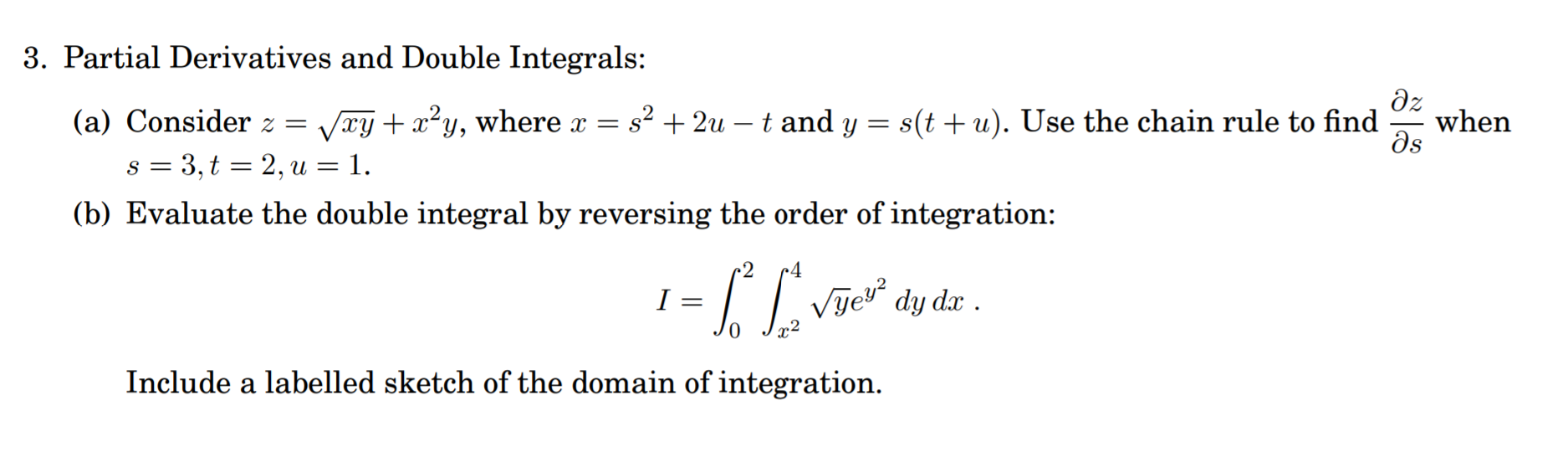 Solved 3. Partial Derivatives and Double Integrals: az (a) | Chegg.com