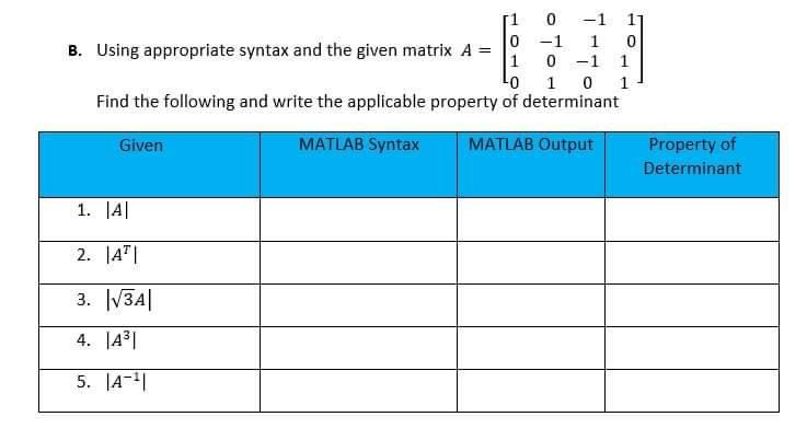 B. Using appropriate syntax and the given matrix | Chegg.com