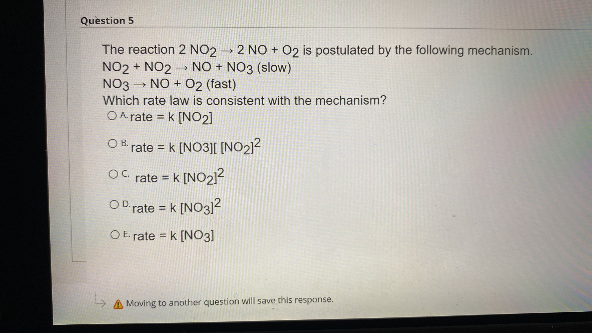 Solved The reaction 2NO2→2NO+O2 is postulated by the | Chegg.com