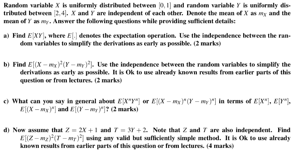 Solved Random variable X is uniformly distributed between | Chegg.com