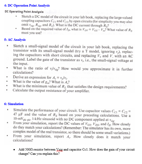 Solved 1: Objectives: To study an NMOS-based source follower | Chegg.com