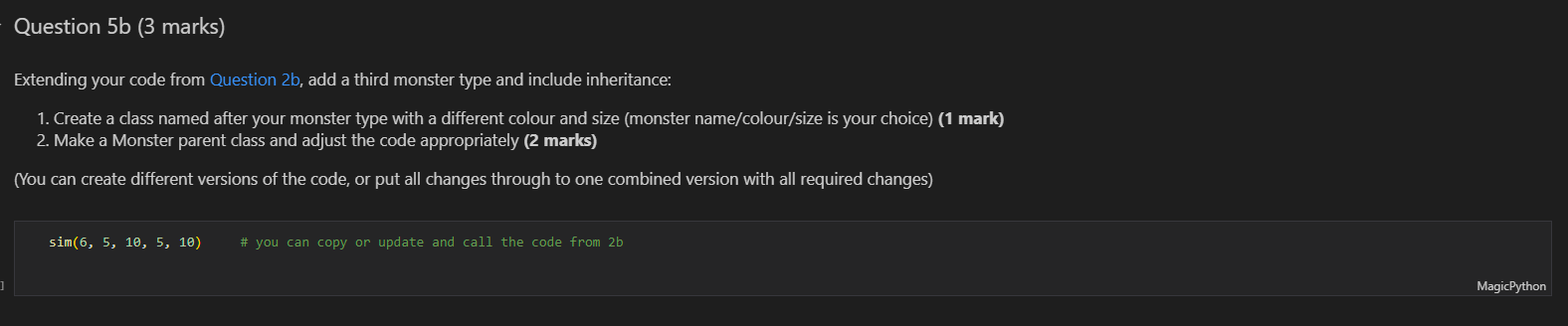 Question 5b (3 marks) Extending your code from | Chegg.com