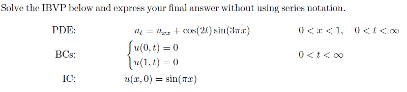 Solved Solve the IBVP below and express your final answer | Chegg.com