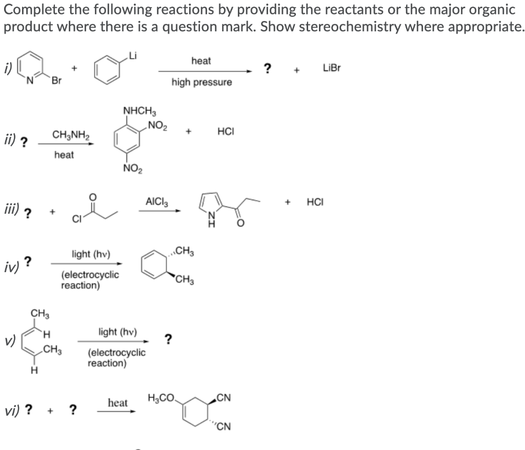 Solved Complete the following reactions by providing the | Chegg.com