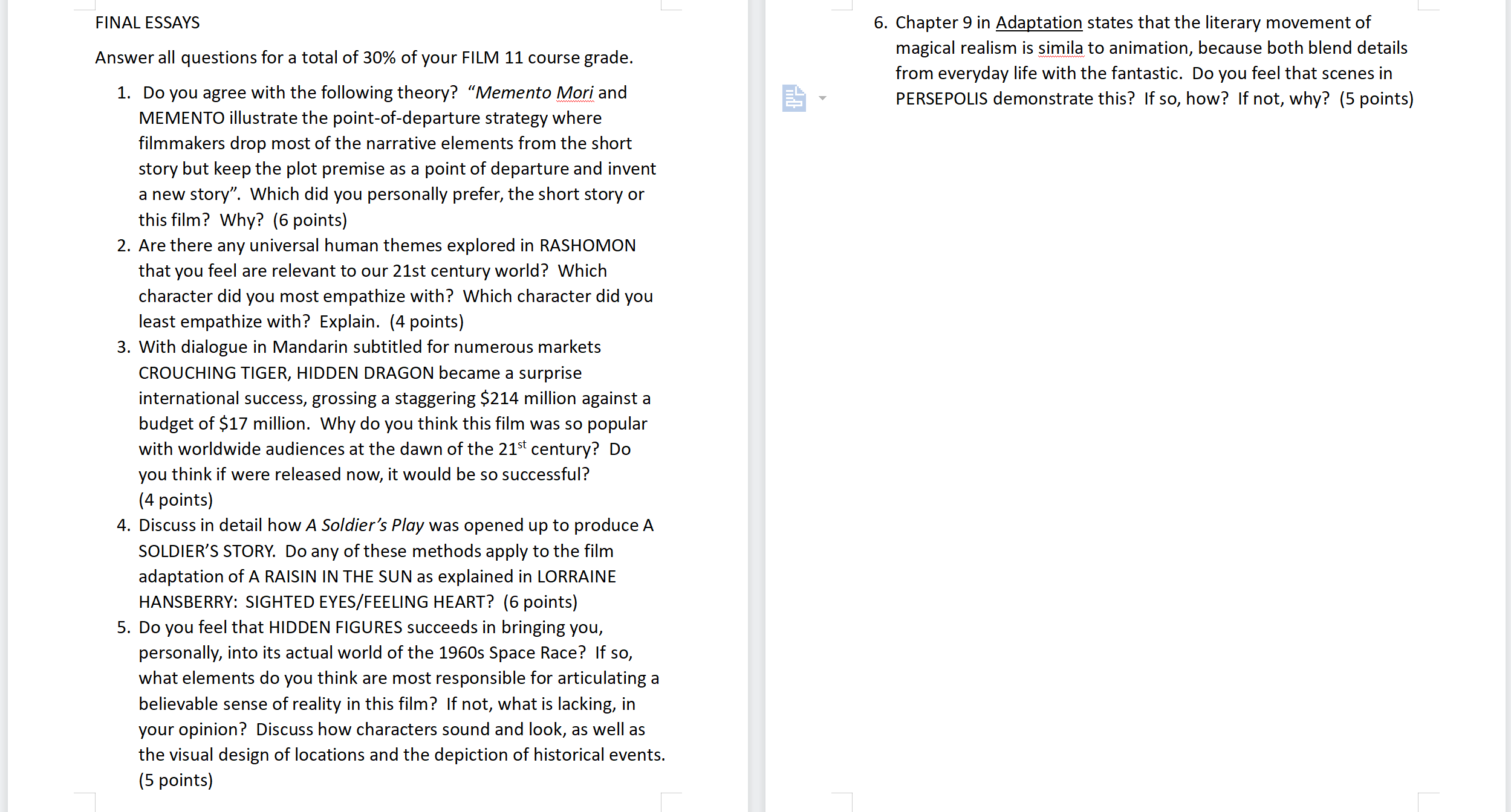FINAL ESSAYS Answer all questions for a total of 30% | Chegg.com