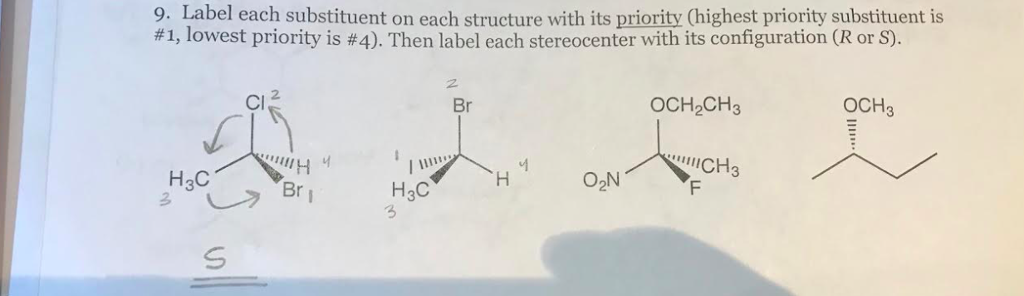 Solved 9. Label each substituent on each structure with its | Chegg.com