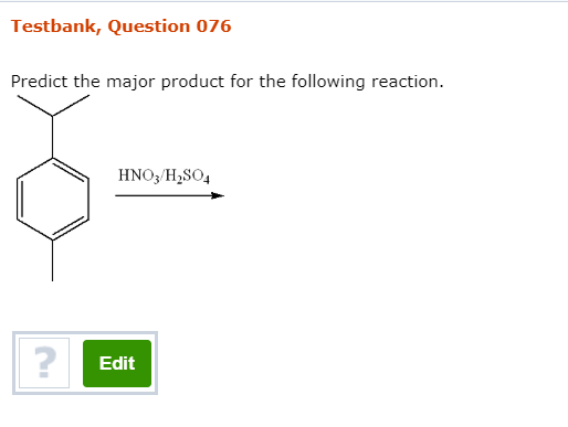 Solved Testbank, Question 076 Predict the major product for | Chegg.com Solved Testbank, Question 076 Predict the major product for | Chegg.com
