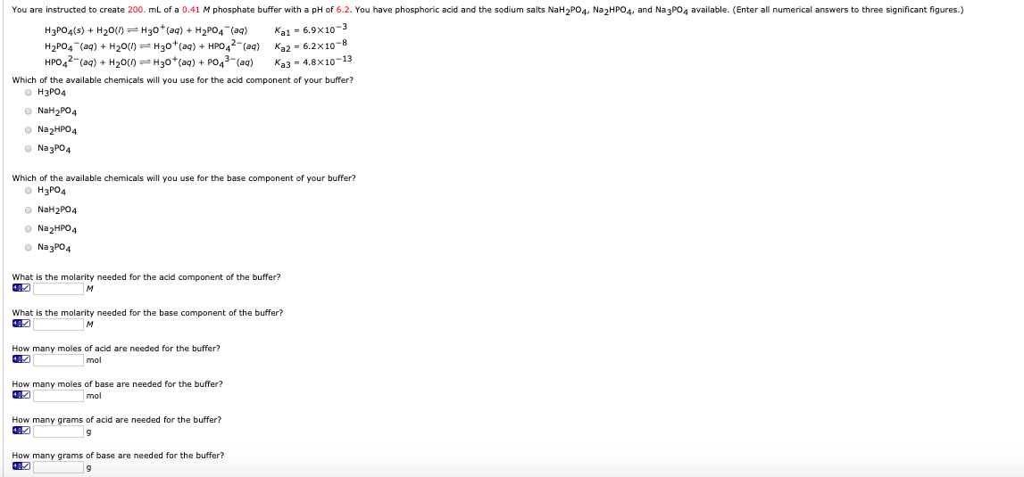 Solved You are instructed to create 200. mL of a 0.41 M | Chegg.com