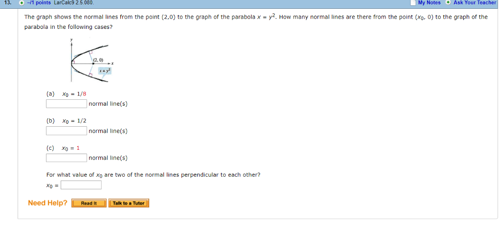 Solved 13.-/1 points LarCalc9 2.5.080 My Notes Ask Your | Chegg.com