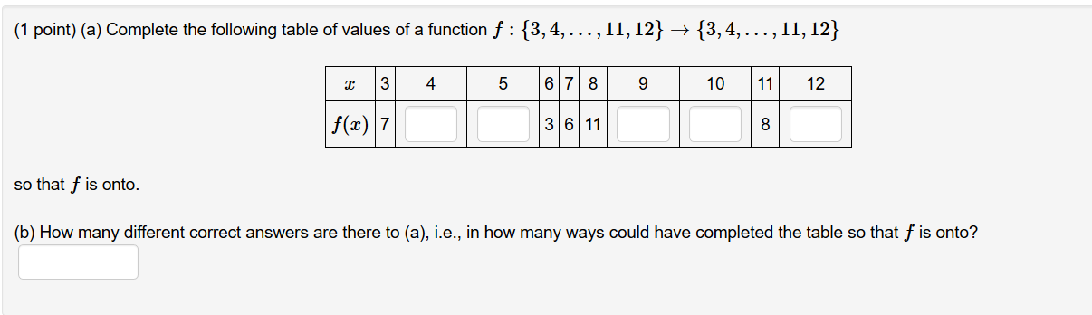 Solved (1 point) (a) Complete the following table of values | Chegg.com