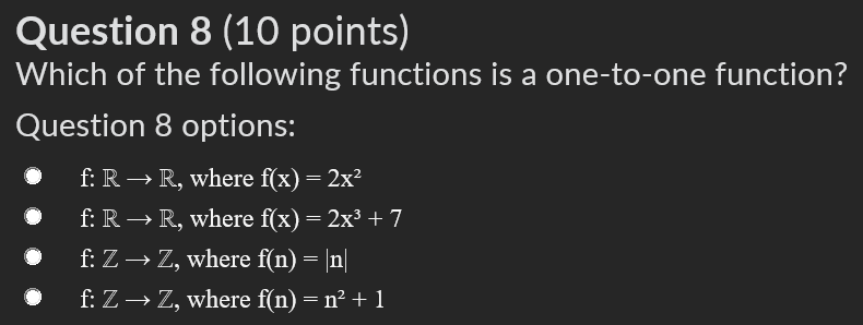 Solved Question 8 (10 points) Which of the following | Chegg.com
