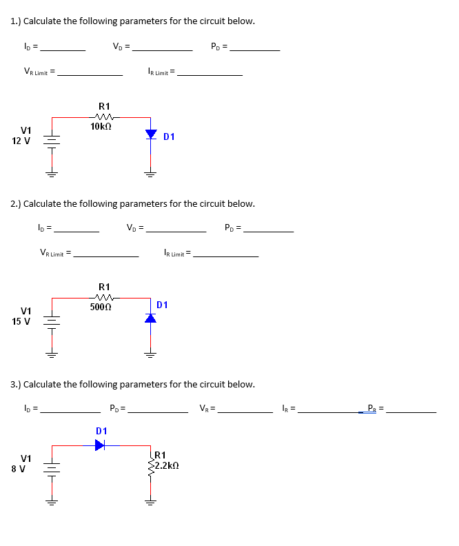 Solved 1.) Calculate the following parameters for the | Chegg.com