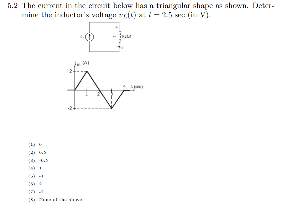 Solved 5.2 The current in the circuit below has a triangular | Chegg.com