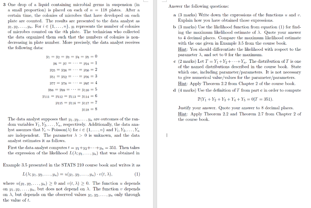 3 One drop of a liquid containing microbial germs in | Chegg.com