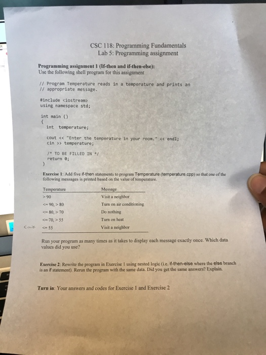 Solved Csc 118 Programming Fundamentals Lab 5 Programming 5432