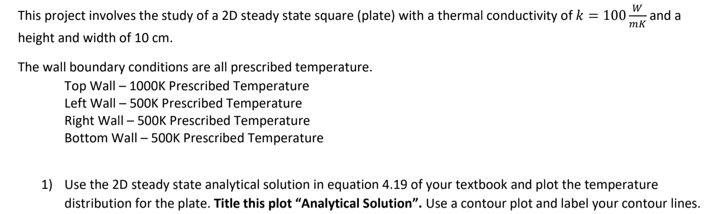 Solved This project involves the study of a 2D steady state | Chegg.com
