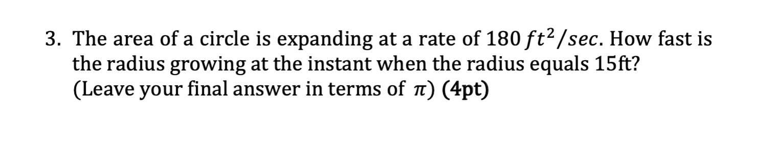 Solved The area of a circle is expanding at a rate of | Chegg.com