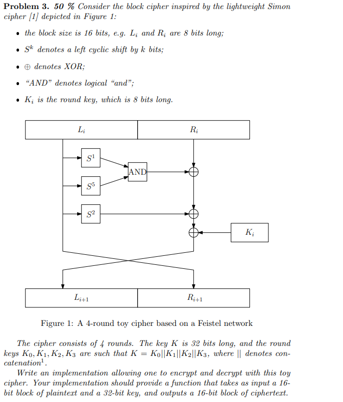 Solved Problem 3. 50 \% Consider the block cipher inspired | Chegg.com