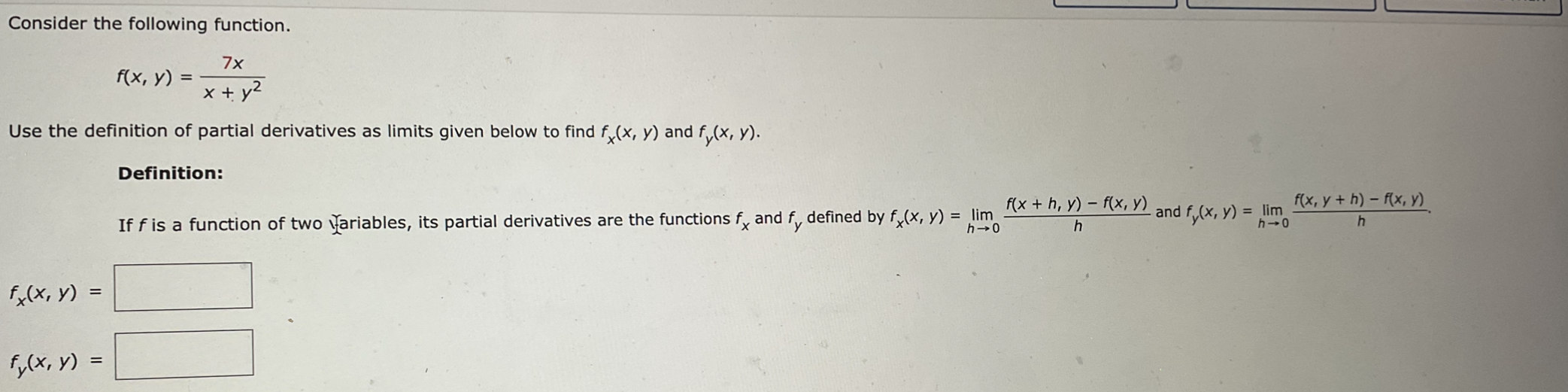 Consider the following function. f(x,y)=x+y27x Use | Chegg.com