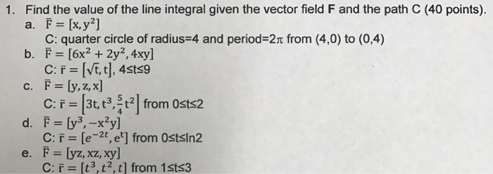 Solved Find the value of the line integral given the vector | Chegg.com