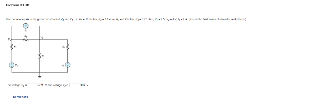 Solved Problem 03.011 Use nodal analysis in the given | Chegg.com