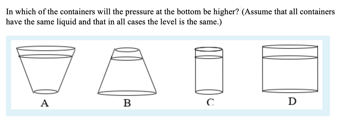 Solved In which of the containers will the pressure at the | Chegg.com
