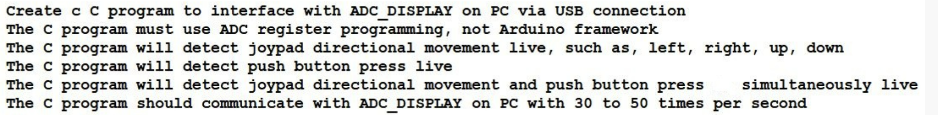 Solved Create c C program to interface with ADC_DISPLAY on | Chegg.com