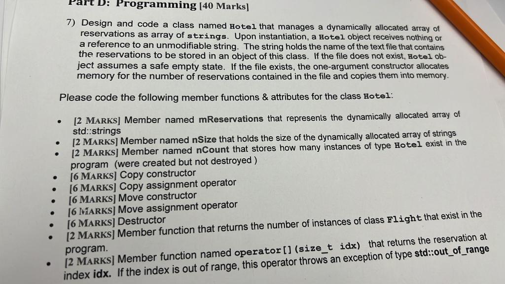 Solved 7) Design and code a class named Hotel that manages a | Chegg.com