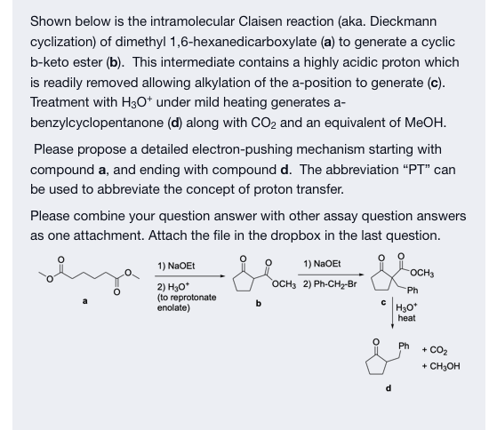 Solved Shown below is the intramolecular Claisen reaction | Chegg.com