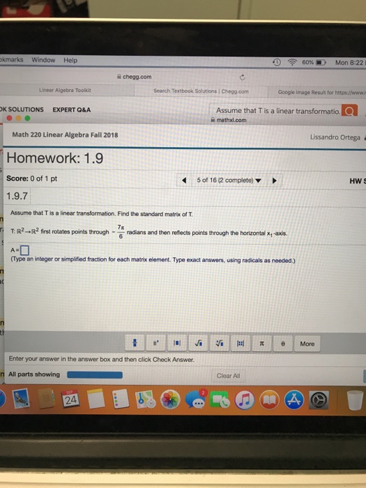 Solved kmarks Window Help 60%-> Mon 8:22 ! 을 chegg.com | Chegg.com