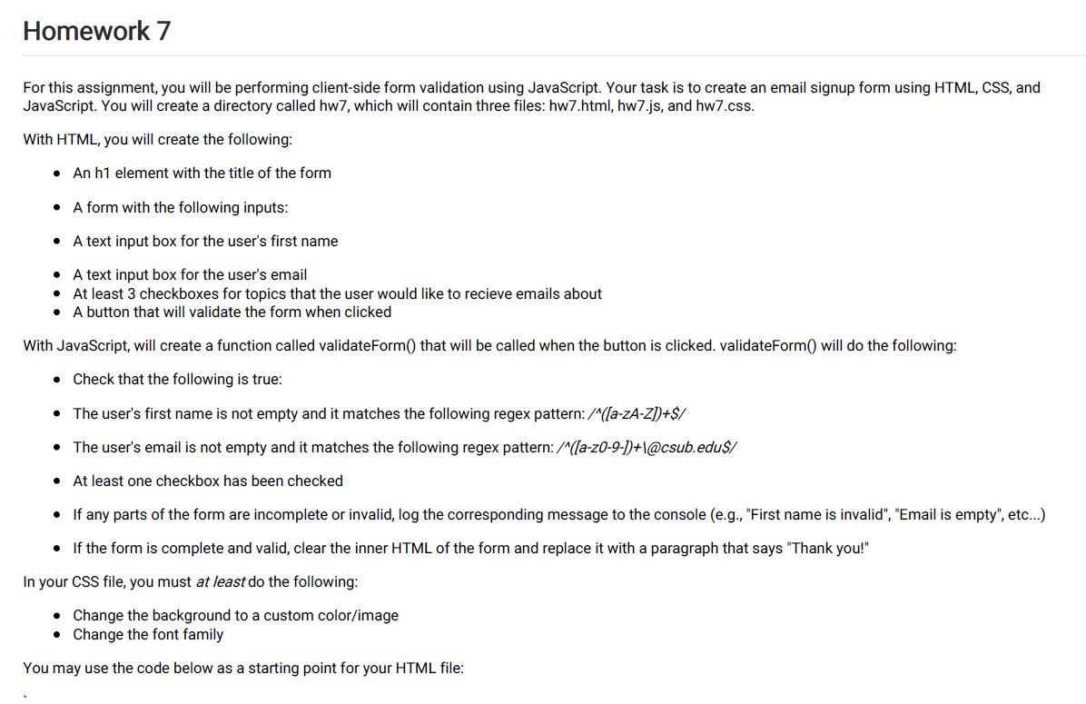 Solved Homework 7 For this assignment, you will be | Chegg.com