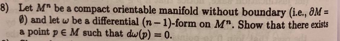 8) Let M" be a compact orientable manifold without | Chegg.com