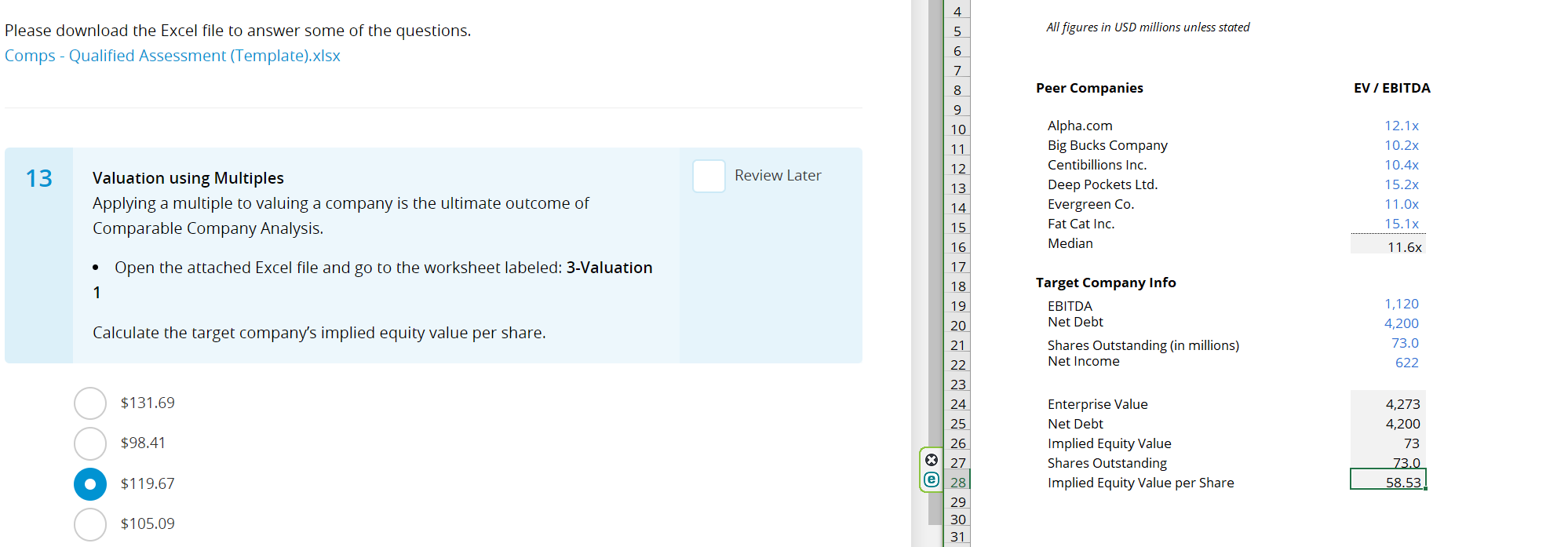 Solved Please download the Excel file to answer some of the | Chegg.com