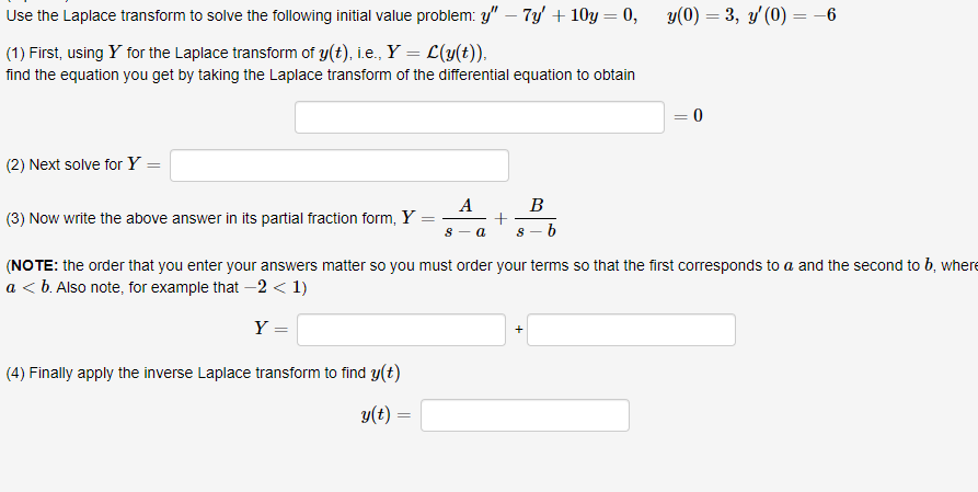 Solved Use the Laplace transform to solve the following | Chegg.com