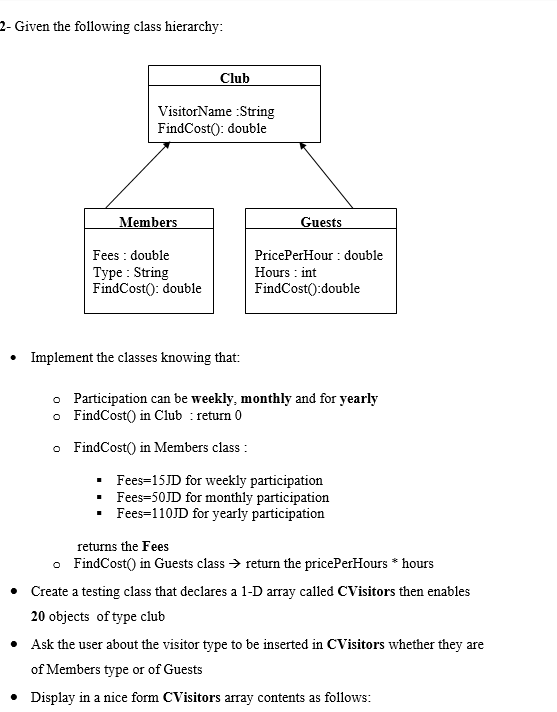 Solved Java 2: Implement the classes knowing that: | Chegg.com