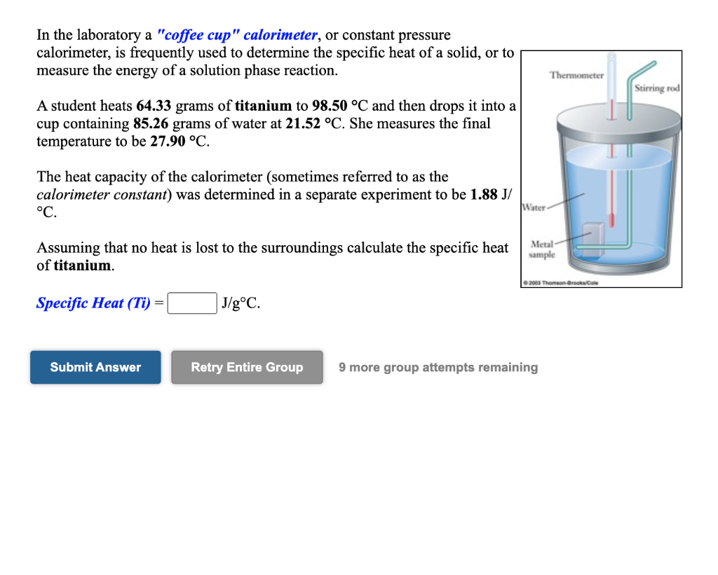 Solved In the laboratory a "coffee cup" calorimeter, or | Chegg.com