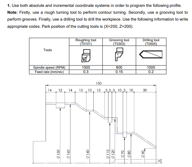 Solved 1. Use both absolute and incremental coordinate | Chegg.com
