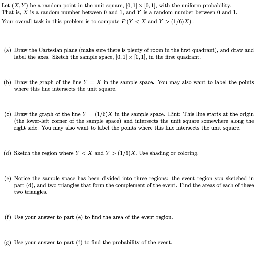 Solved Let (X,Y) be a random point in the unit square, [0, | Chegg.com