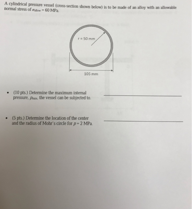 Solved A cylindrical pressure vessel (cross-section shown | Chegg.com