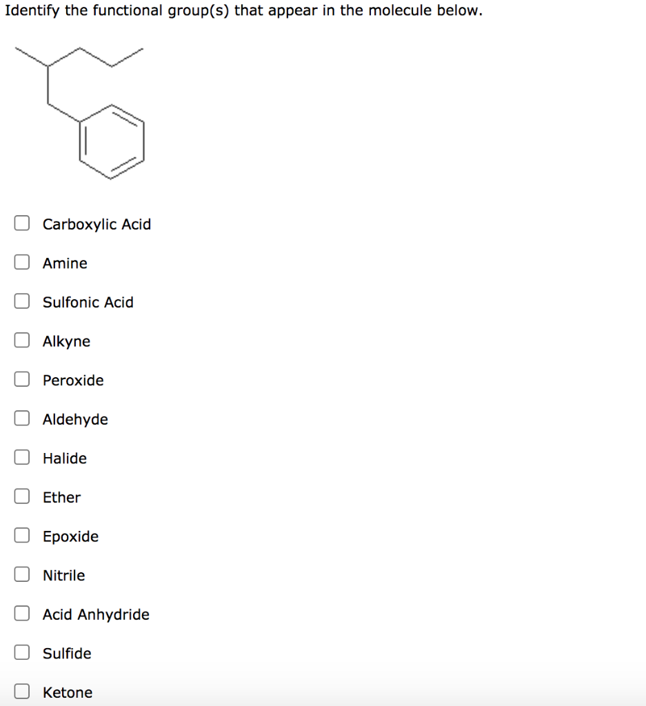 Solved Identify the functional group(s) that appear in the | Chegg.com