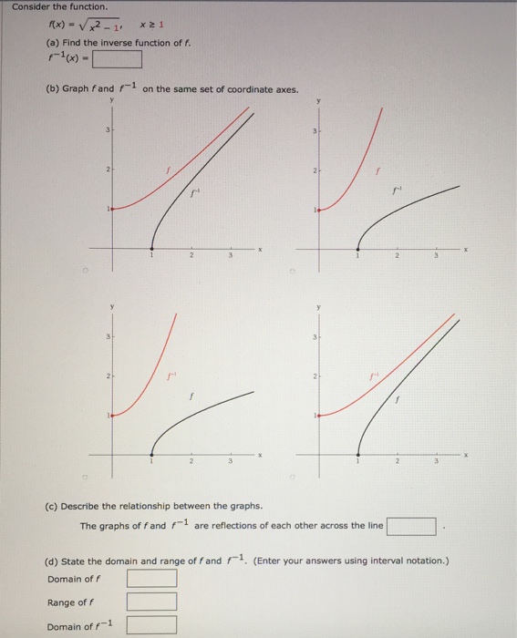 Solved Consider the function. f(x) = Squareroot x^2 - 1, x | Chegg.com