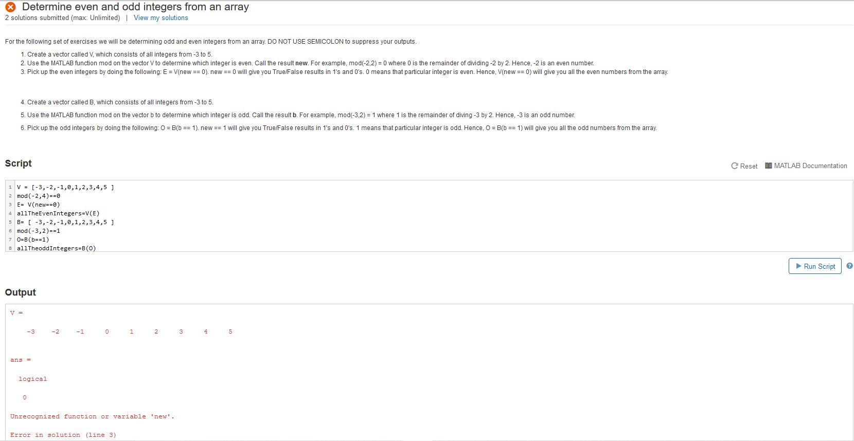 Solved X Determine even and odd integers from an array 2 | Chegg.com