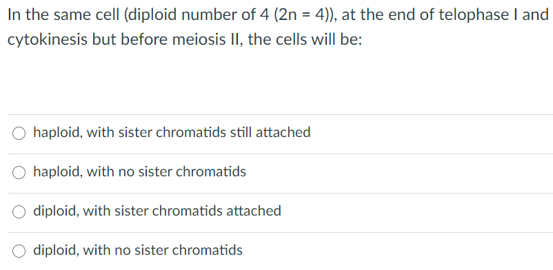 Solved In the same cell (diploid number of 4 (2n = 4)), at | Chegg.com