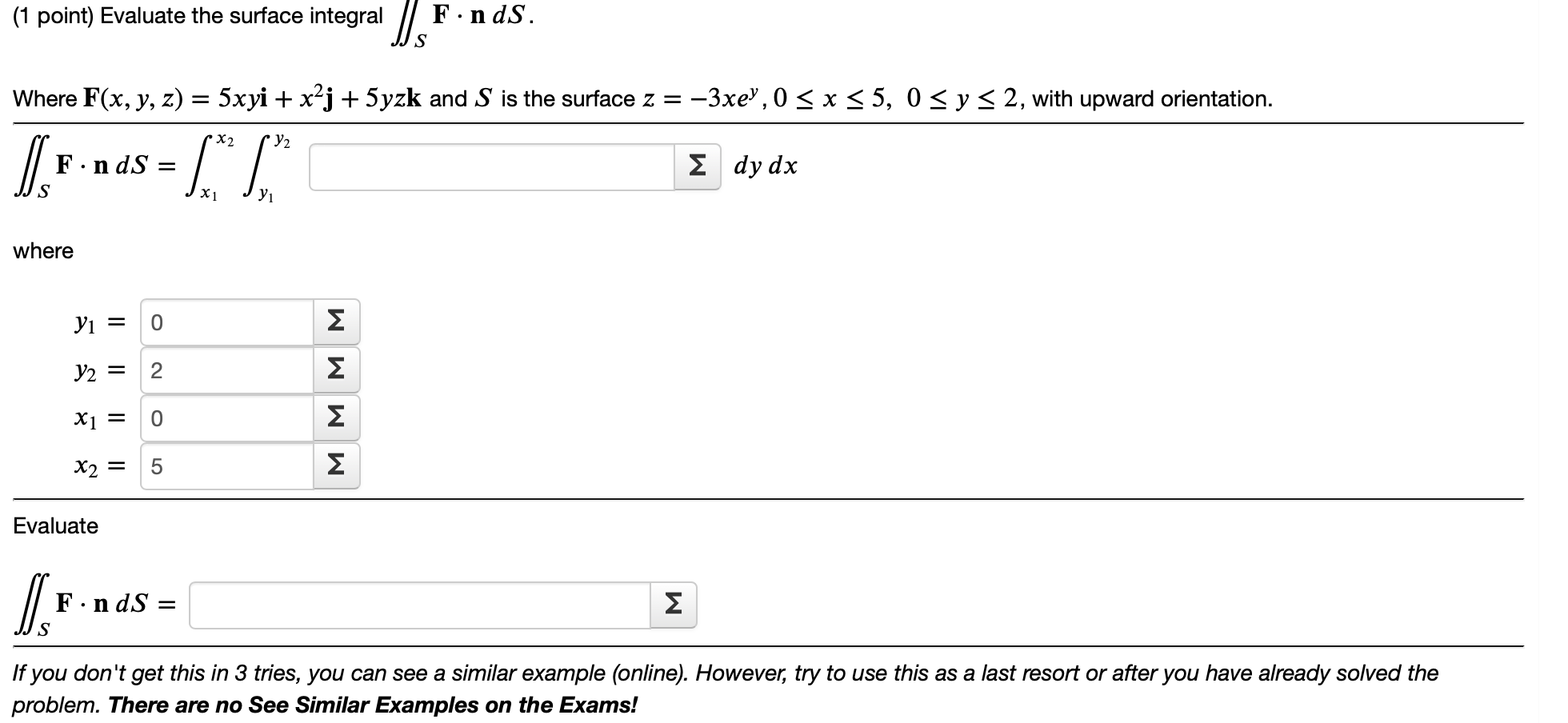 Solved (1 point) Evaluate the surface integral // F•nds. | Chegg.com