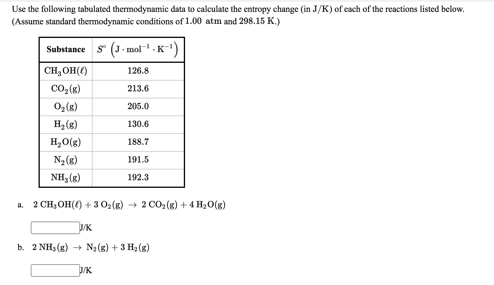 Solved Use the following tabulated thermodynamic data to | Chegg.com